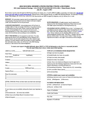 Fillable Online Amstat JSM HOUSING RESERVATIONS INSTRUCTIONS AND FORM