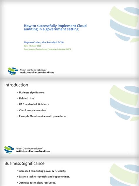 Stephen Coates Indonesia Cloud Audit Presentation Pdf Cloud Computing Audit