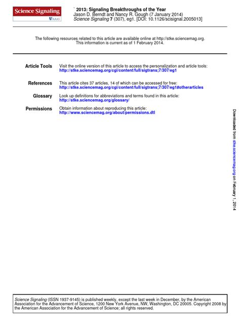 Science Signaling Breakthrough Pdf Cell Signaling Kinase