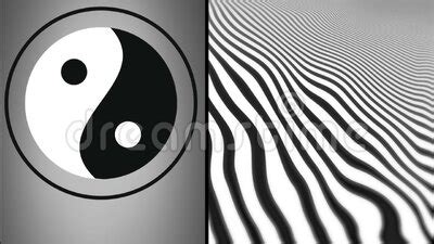 Animation Of Yin Yang Symbol And Lines Over Grey Background Stock Video Video Of Graphic