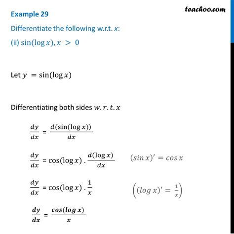 Example 29 Ii Differentiate Sin Log X With Video Teachoo