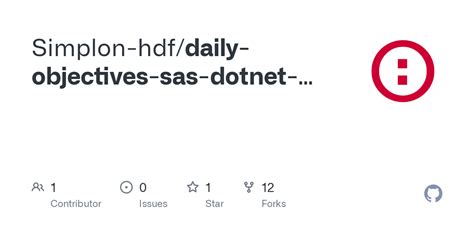 GitHub Simplon Hdf Daily Objectives Sas Dotnet Roubaix 01
