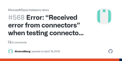 Error Received Error From Connectors When Testing Connector Sample