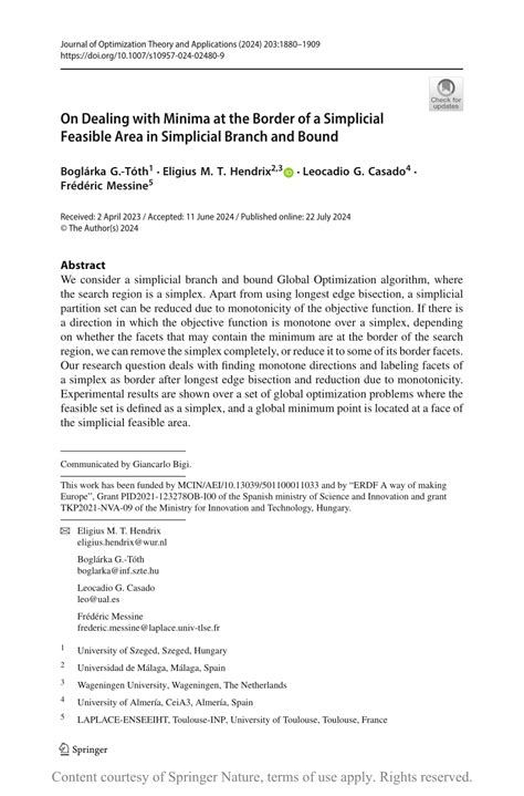 Pdf On Dealing With Minima At The Border Of A Simplicial Feasible