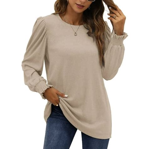 Fantaslook Blouses For Women Dressy Puff Sleeve Tunic Tops Casual Fall