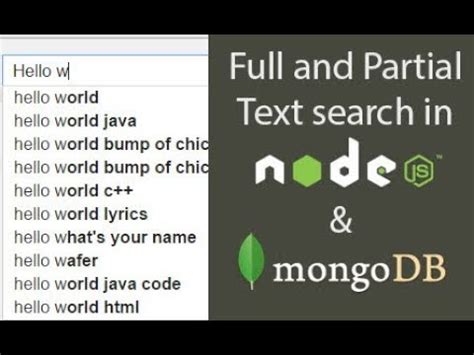 Partial And Full Text Search In Mongodb And Node Js Youtube