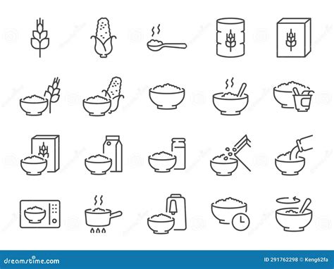 Breakfast Icon Set It Included Oatmeal Meal Cornflake Congee And