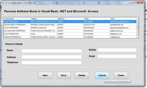 Free Programming Source Codes And Computer Programming Tutorials Persons Address Book In Visual