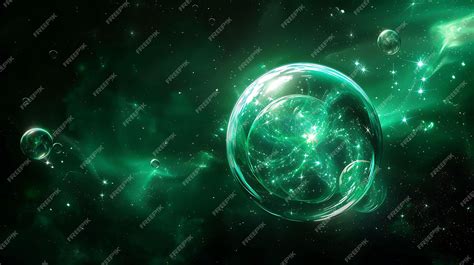 Premium Photo Celestial Gleaming Emerald Bubble With Heavenly