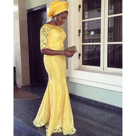 Aso Ebi Faceoff Fire Hot In Yellow And Pearls