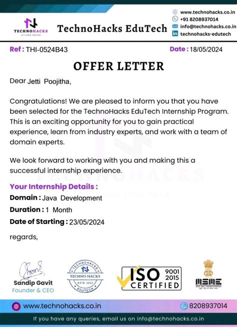 Jetti Poojitha On Linkedin Internship