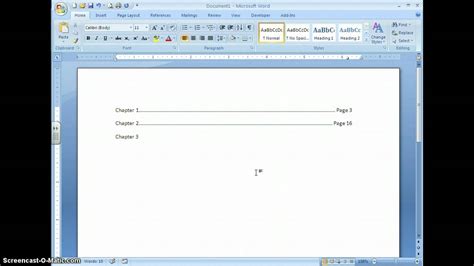Setting Leader Tabs In Word 2007 Youtube