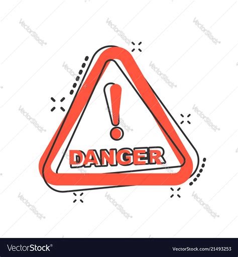 Cartoon Danger Icon In Comic Style Attention Vector Image