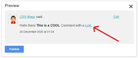 How To Add Hyperlinks In Bloggers Comment Section Css Magz