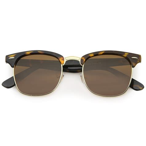 Polarized Horn Rimmed Semi Rimless Sunglasses Square Lens C773 Zerouv