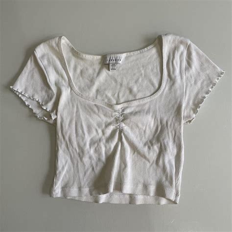 Topshop Cropped Top With Frilled Sleeves Depop