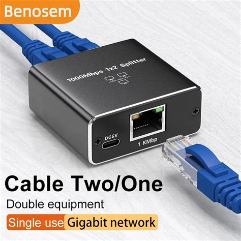 BENOSEM Gigabit Ethernet Lan Splitter To Rj Adapter Mbps Splitter Network Cable