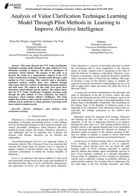 Pdf Analysis Of Value Clarification Technique Learning Model Through
