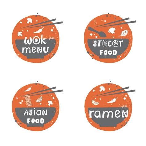 Premium Vector Wok Menu Street Food Asian Food Ramen Hand Drawn Round