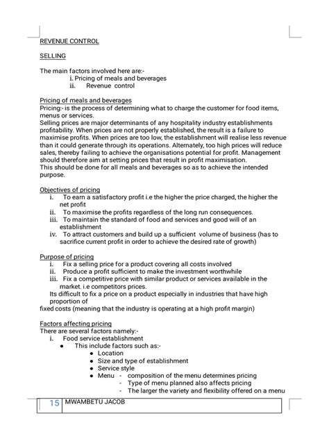Costing And Pricing Doc Pdf Pricing Profit Economics