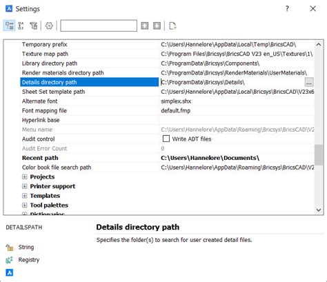 Using The Details Panel Bricscad Bim Bricsys Help Center