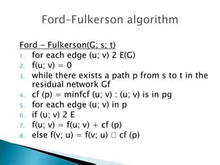 Minimum Cost Maximum Flow Ppt