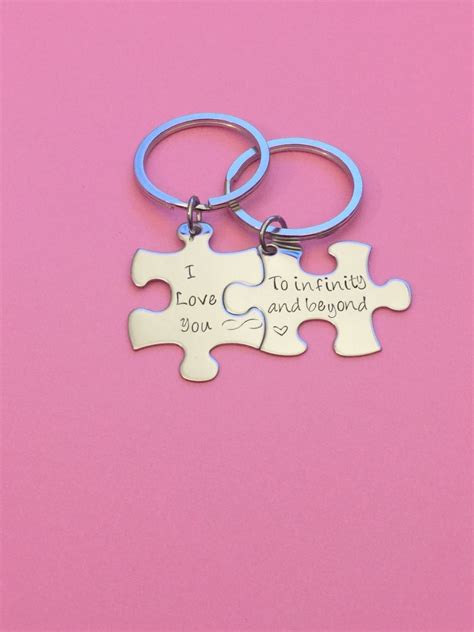 I Love You To Infinity And Beyond Couples Keychains Puzzle Piece