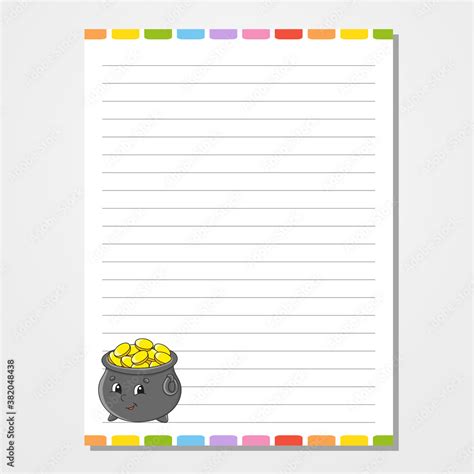 Sheet Template For Notebook Notepad Diary Lined Paper Cute