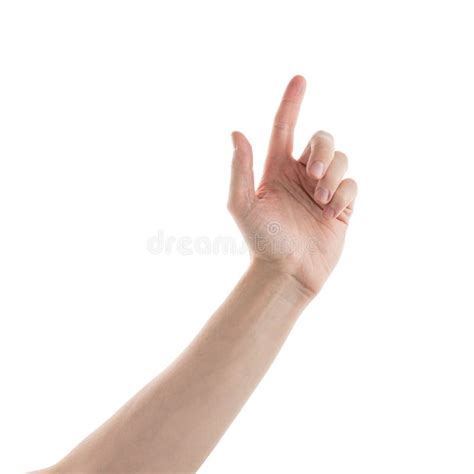 Adult Man Left Hand Pointing With Index Finger Isolated Stock Image