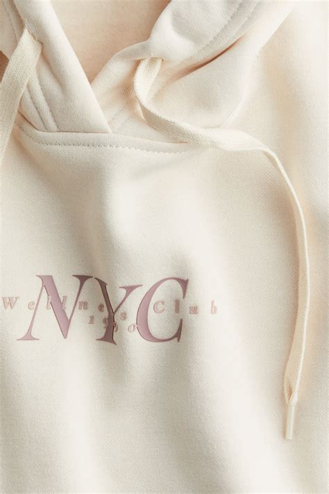 Text Motif Hoodie Light Beigenyc Ladies Handm Gb