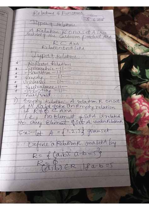 Relations Class 12 Ncert Lecture Notes Mathematics Docsity
