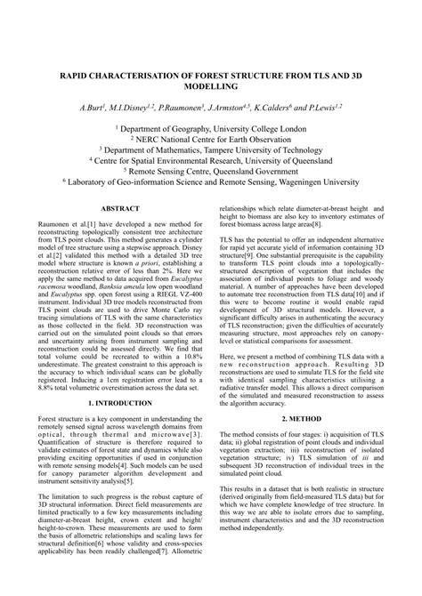 Pdf Rapid Characterisation Of Forest Structure From Tls And 3d Modelling