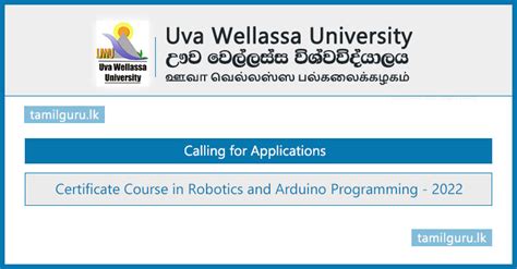 Certificate Course In Robotics And Arduino Programming 2022 Uwu