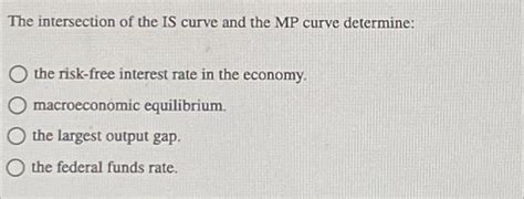 Solved The Intersection Of The IS Curve And The MP Curve Chegg Com