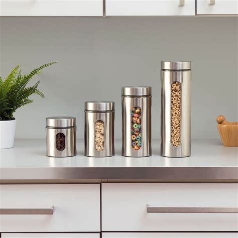 Home Basics 4 Piece Stainless Steel Canister Set The Home Depot Canada