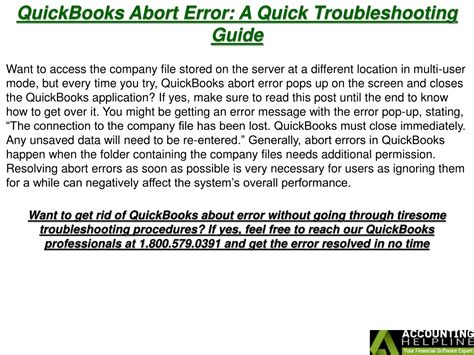 ppt completely resolve quickbooks abort error with these easy steps