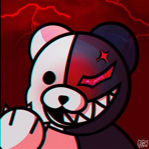 Monokuma Danganronpa Series Highres Anaglyph Anger Vein