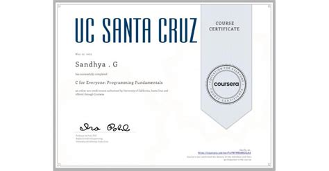 Sandhya G On Linkedin Completion Certificate For C For Everyone