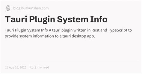 Tauri Plugin System Info