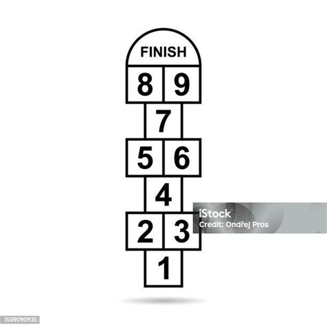 홉스카치 야외 그림자 아이콘 재미 놀이 점프 활성 게임 아이 거리 벡터 일러스트 레이 션 0명에 대한 스톡 벡터 아트 및 기타 이미지 Istock