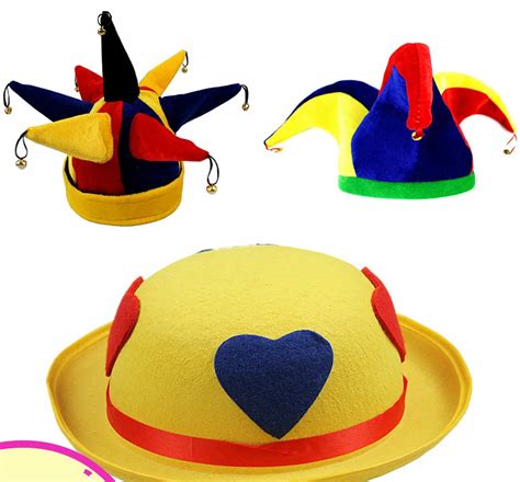 Funny Clown Hat With Small Bell Yellow Hat Three Cornersseven Horns Hat