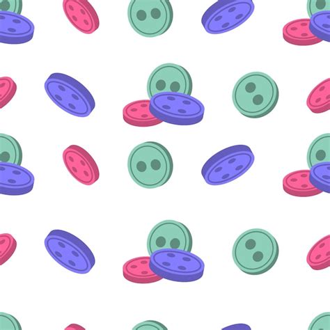 Premium Vector Seamless Pattern With Multicolored Buttons In A Flat Style On A White Isolated