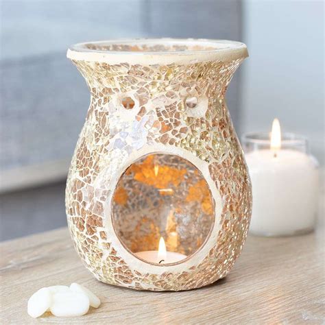Large Gold Crackle Glass Wax Warmer Winsor Wax Melt Co