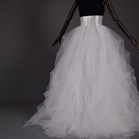 White Detachable Ruffle Tulle Skirt Gowns Custom Plus Size Wedding
