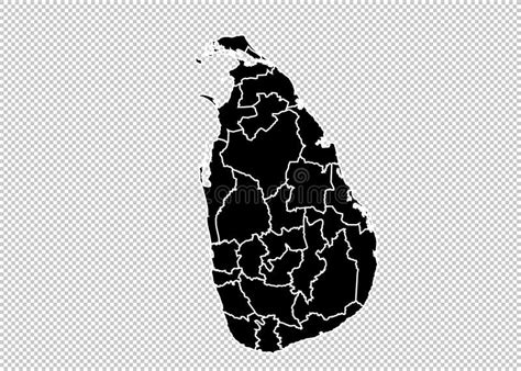 Sri Lanka Map High Detailed Black Map With Counties Regions States Of