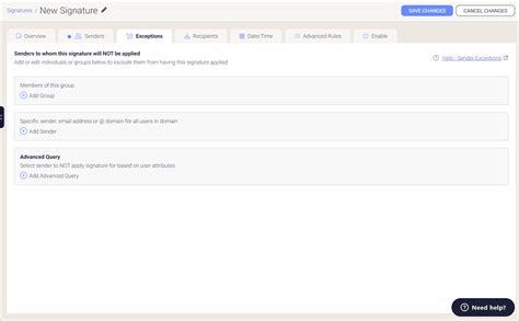 Signature Sender Exceptions Exclaimer Knowledge Base