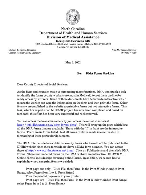 DMA Forms On Line Ncdhhs Fill Out And Sign Printable PDF Template