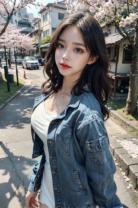 Cinematic Lighting Asian Beauty Blue Denim Cosplay Female Cute