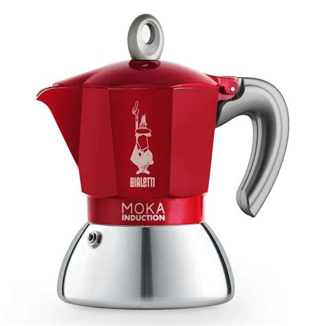 Гейзерная кофеварка Bialetti Moka Induction на 4 чашки красная, 150 мл ...