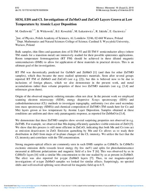 Pdf Sem Eds And Cl Investigations Of Znmno And Zncoo Layers Grown At
